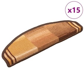 Samolepící nášlapy na schody 15 ks hnědé 65 x 21 x 4 cm 322413