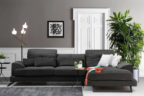 Designová rohová sedačka Heimana 308 cm antracitová - pravá