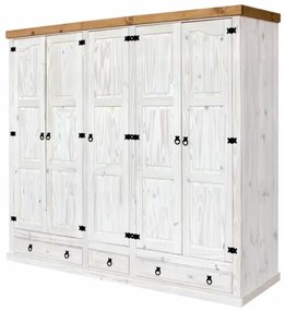 Velká šatní skříň masiv bílá 5dveřová CORONA 162819B