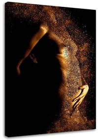 Obraz na plátně Nahá žena zlatý prach - 70x100 cm