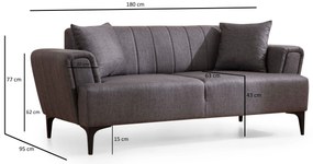 Hanah Home Dvoumístná pohovka HAMLET tmavě šedá 180 cm