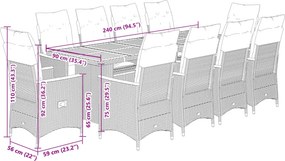 11dílný zahradní bistro set s poduškami šedý polyratan 3277253