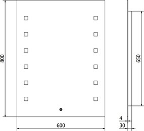 Mexen Ner, LED koupelnové zrcadlo s podsvícením 60x80 cm, 6000K, ochrana proti zamlžování, 9809-060-080-611-00