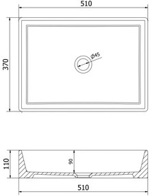 Mexen Goya, umyvadlo na desku 51 x 37 cm, světle šedá matná, 22185061