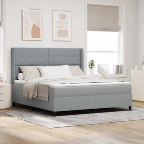 Postel s boxspringem s čelo Světle šedá 200 x 180 cm textil 3341658