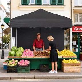 Costway Pop Up Pavilion Skládací zahradní altánek s odnímatelnými – černý