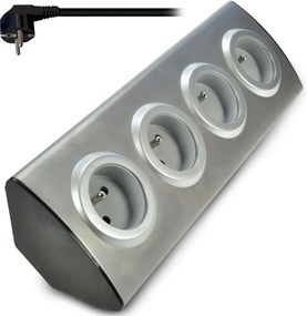 Solight prodlužovací přívod, 4 zásuvky, stříbrný, 1,5m, rohový design