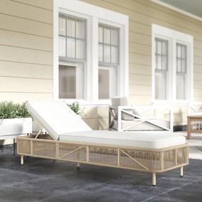 Rattan Sonnenliege, 5-fach verstellbare PE-Rattan Outdoor-Liege mit Kissen, Gartenliege