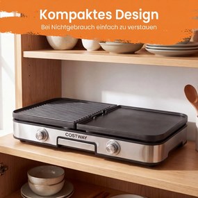 Costway 3-in-1 Elektrický stolní gril 2000 W elektrický gril s 2 Oddělené zóny