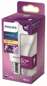 Philips 8718699782733 led žárovka 1x8w | e27 | 806lm | 2700k - teplá bílá, se senzorem, matná bílá, eyecomfort