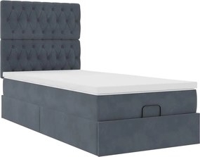 Osmanský rám postele s matracemi tmavě šedá 90x200cm samet 3313518