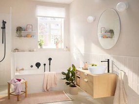 Hansgrohe Rebris S, vysoká umyvadlová baterie 240 s odtokovou soupravou s táhlem, CoolStart, EcoSmart, černá matná, 72590670