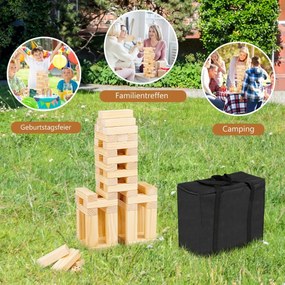 Costway 54 Bloky z borovicového dřeva Darn tower game stavebnice hra