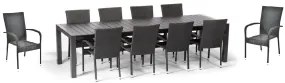 IWHOME Jídelní set rozkládací GRANADA XXL antracit + 10x židle MADRID antracit