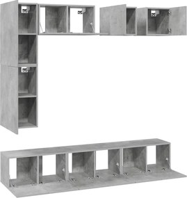8dílný set TV skříněk betonově šedý kompozitní dřevo 3079124