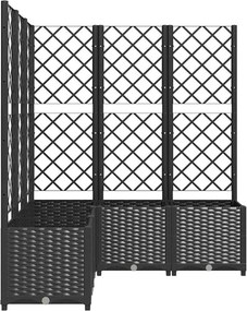 Zahradní truhlík s treláží černý 120 x 120 x 136 cm PP 318277