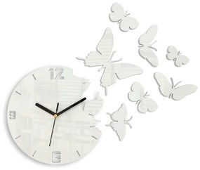 3D nalepovací hodiny Butterflies bílé