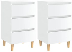 vidaXL Noční skříňky s dřevěnými nohami 2 ks bílé lesklé 40x35x69 cm