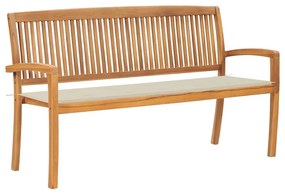 Stohovatelná zahradní lavice s poduškou 159 cm masivní teak 3063308