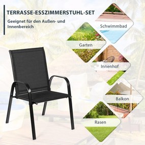 Costway Sada 2 zahradních židlí se zakřivenými područkami a vyztuženým – černý
