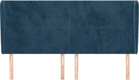 Čelo postele typu ušák tmavě modrá 163x23x118/128 cm samet 3117734