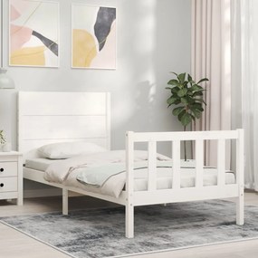 Rám postele s čelem bílý 90 x 200 cm masivní dřevo,  3192737 HangarStore.cz