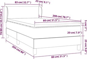 Box spring postel s matrací černá 80 x 200 cm samet 3127339