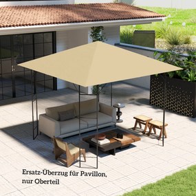 Náhradní střecha pro pavilon 3 x 3 m Vodoodpudivá střecha pavilonu UPF30+ Náhradní potah Oxfordská tkanina, 370 g/m², béžová barva