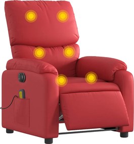 Elektrické masážní polohovací křeslo červené umělá kůže 3204884