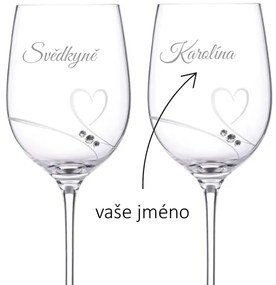 Dekorant Sklenice na víno pro svědkyni se Swarovski krystaly Romance 2KS