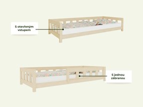 Benlemi Jednolůžková postel PLOTTY se zábranou Zvolte barvu: Světle šedá, Zvolte rozměr: 80x180 cm, Zvolte zábranu: S otevřeným vstupem