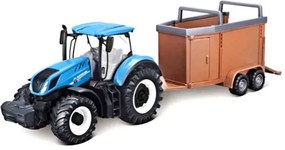 Bburago Farm traktor New Holland s vlečkou na skot 1:50