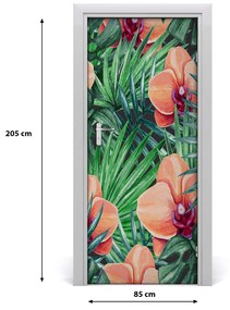 Samolepící fototapeta na dveře Orchidej a palmy 85x205 cm