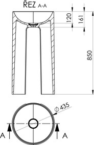 Sapho ALTONA umyvadlo volně stojící litý mramor průměr 43,5 x 85 cm bílá mat AT435