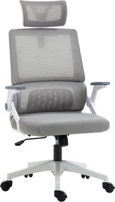 Ergonomická kancelářská židle Vinsetto, kancelářská židle s nastavitelnou opěrkou hlavy, počítačová židle s otočnou funkcí a houpáním, s bederní oporo