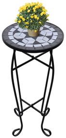 41129 vidaXL Mozaikový odkládací stolek na květiny černobílý