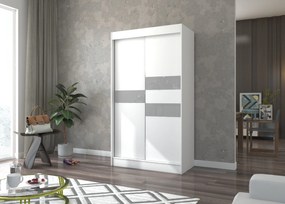 ADRK Furniture Skříň s posuvnými dveřmi a lacobelem BATIA 120 SW-BAT-W+GL-120+A506