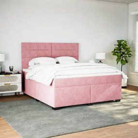 Box spring postel s matrací růžová 200x200 cm samet 3291007