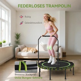 SPORTNOW Fitness trampolína s nastavitelnou rukojetí, sportovní trampolína do interiéru i exteriéru, ocel, plast, zelená A71-059V02GN
