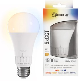 Spectrum LED LED žárovka 5 barev světla GLS E27 230V 13W 5CCT