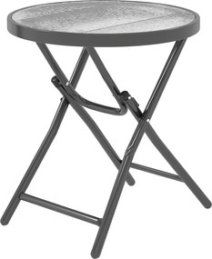 Outsunny Kulatý Bistro Zahradní Kávový Stolek Ø 60 x 50H cm Skládací Černý Kovový Skleněný Horní Plocha | Aosom