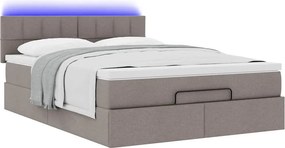 Osmanská postel s matrací &amp; LED Taupe 140x200 cm Látka 3312316