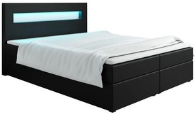 KENIX LOZE 140x200 boxspring postel s LED osvětlením černá 140 x 115 x 209 cm