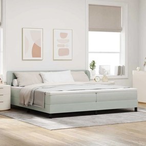 Postel s boxspringem s čelo Světle šedá 200 x 200 cm samet 3340406