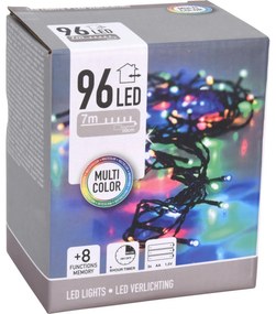 LED Vánoční venkovní řetěz barevná,  96x LED, 7 m, na baterie 3x AA, časovač, 4HOME