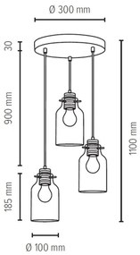 Spot-Light 1760376R - Lustr na lanku ALESSANDRO 3xE27/60W/230V