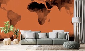Samolepící tapeta oranžová mapa v polygonálním stylu - 225x150 cm