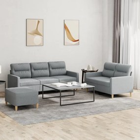 3dílná sedací souprava s poduškami světle šedá textil 3201608