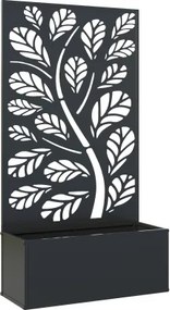 Outsunny vyvýšený kovový truhlík s treláží ve tvaru větví a listů — 61 × 23 × 113 cm, černý