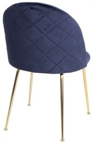 Jídelní židle GENEVE modrý samet,mosazné nohy House Nordic 1001251